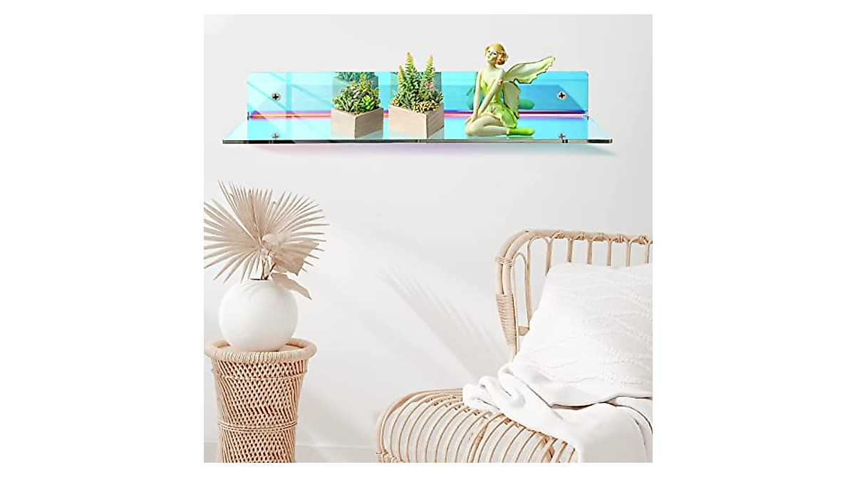 Rainbow Iridescent Acrylic Shelves - Vibrant Wall Storage for Any Room