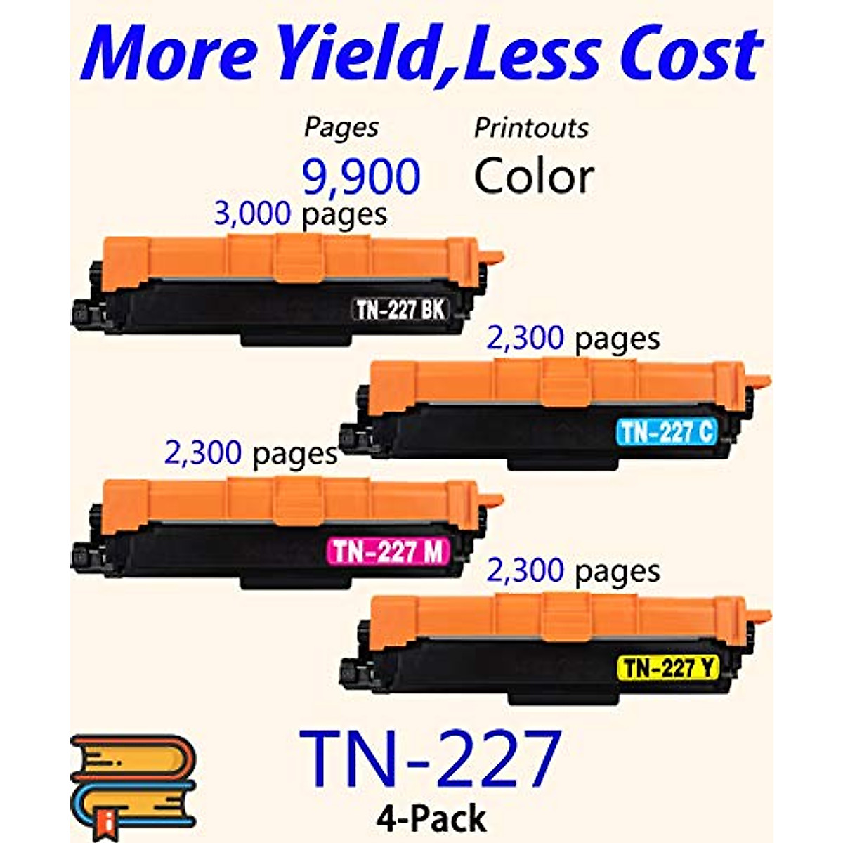 (4-Pack, BK,C,M,Y) ColorPrint Compatible TN227 Toner Cartridge Replacement for Brother TN-227 TN227 TN223 Work with HL-L3210CW HL L3230CDW L3710CDW L3270CDW MFC-L3710CW MFC L3750CDW L3770CDW Printer