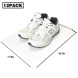 JSIWOTH 12Pcs Shoe Bags For Travel, 11.8in X 15.7in Large Clear Shoes Storage Organizer with Drawstring, Waterproof Travel Storage Bags for Packing Dust Bags for Men and Women