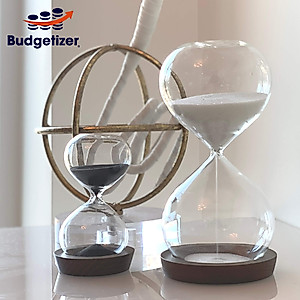 Sand Hourglass Timer Hour Glass– with Balls Desk Toy Sculpture – 30 min and 5 Minute Sand Clock for Office, Home, Desk Decor (Black and White)