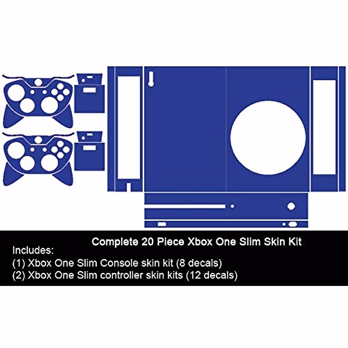 Cobalt Blue - Vinyl Decal Mod Skin Kit by System Skins - Compatible with Microsoft Xbox One Slim (XB1 Slim)