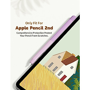 2 Pack Soft Silicone Case Compatible with Apple Pencil 2nd Generaion Cover,Protective Skin Cover Sleeve with Cap Accessories Compatible with iPad Pro 11 12.9 inch,Gradient Color,Pink+Purple