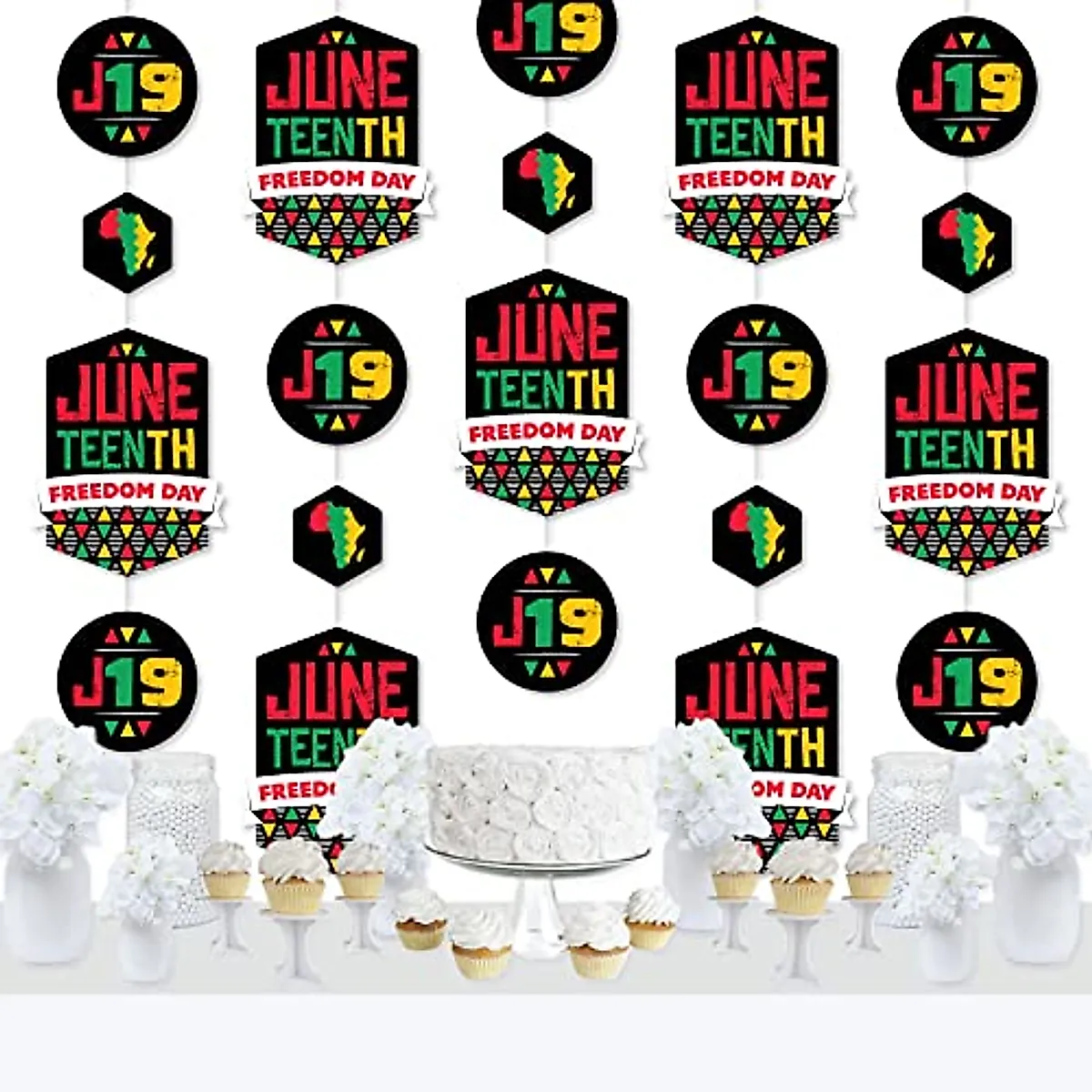 Big Dot of Happiness Happy Juneteenth - Freedom Day Party DIY Backdrop - Vertical Decorations - 30 Pieces