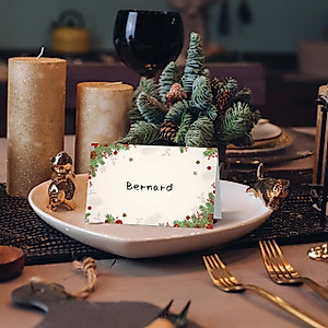 Christmas Table Place Cards, Xmas Seating Place Cards for Tables, Holiday Party Tent Cards, Food Tent Labels for Christmas Party, Scored for Easy Folding, 25 Pack(06)