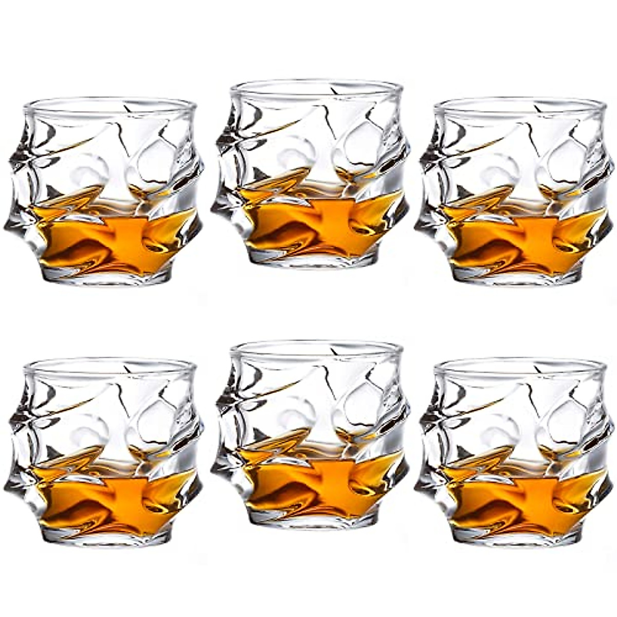 WUWEOT 6 Pack Crystal Whiskey Glasses, Clear Thick Scotch Glasses, 10 Oz Old Fashioned Bourbon Tumblers with Box for Drinking Scotch, Cocktails, Rum, Vodka, Cognac, Liquor