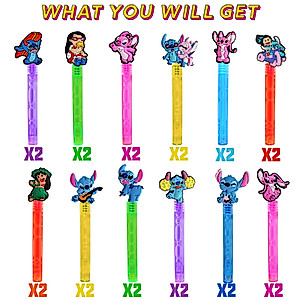 24 Piece Stitch Bubble Wand for Kids(12 Style),Cute Stitch Bubble Wand Great for Stitch Theme Birthday Party Supplies