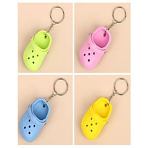 GLOGLOW 20Pcs Slipper Keychains, 1.4 x 3.0in 5 Colors Silicone Shoe Keychains Reusable Beach Hole Shoes Key Chains for Backpack Purse Luggage Party Favors