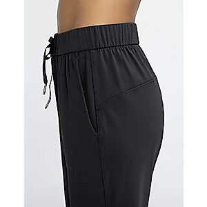 AJISAI 7/8 Joggers Travel Pants with Pockets Lounge Casual Stretch Workout Pants for Women Black 27" L