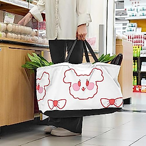 Puppy Full Print Large Capacity Laundry Organizer Tote Bag - Reusable and Foldable Oxford Cloth Shopping Bags