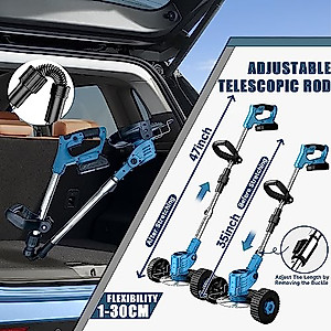 Cordless String Trimmer & Edger,3-in-1 21V Grass Trimmer Lawn Edger with2 PCS 2.0Ah Batteries and 3 Cutting Types Blades Included,Electric Weed Wacker for Lawn Care and Garden Yard Work