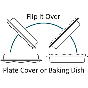 Cuchina Safe 2-in-1 Cover ‘n Cook Vented Glass Microwave Plate Cover and Baking Dish; Easy to Grip for Baking and Serving
