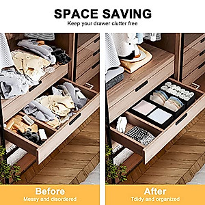 DIMJ Drawer Organizers, Set of 4 Clothes Drawer Organizer, Foldable Closet Drawer Organizer, Dresser Drawer Organizers Dividers for Baby Clothes, Socks, Belt, Tie (Black)
