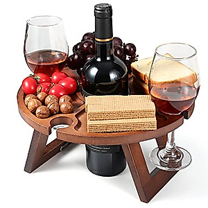 tgosomt Portable Picnic Table Foldable Mini Wooden Folding Wine Table for Outdoor, Low & Small Beach Picnic Table
