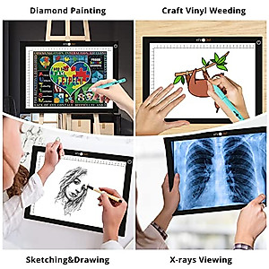 HTVRONT Portable A4 Led Bright Light Pad, Ultra-Thin & Adjustable Luminosity Light Board, USB Powered Black Light Box for Tracing, Weeding Vinyl, Weeding Tool, Diamond Painting, Sketching