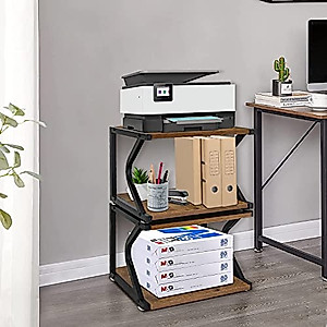 Unistyle Printer Stand with Anti-Skid Pads for Space Organizer,Desktop Stand for Printer as Storage Shelf, Book Shelf, Double Tier Tray for Home Office Organization