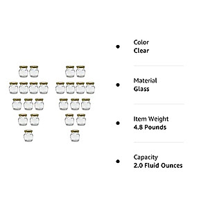 U-Pack 2oz Glass Jar With Gold Lid For Honey Jam Spice pack of 24 sets