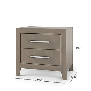 Child Craft Kieran 2 Drawer Nightstand for Nursery or Bedroom, Large Storage Drawers, Made of Sturdy Pinewood, Non-Toxic, Baby Safe Finish (Crescent Gray)
