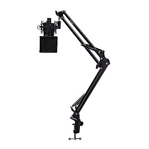 Audio-Technica AT2020 Cardioid Condenser Microphone Bundle with Desktop Boom Scissor Arm Mic Stand, Pop Filter for Medium-Sized Microphones, and Shock Mount (4 Items)