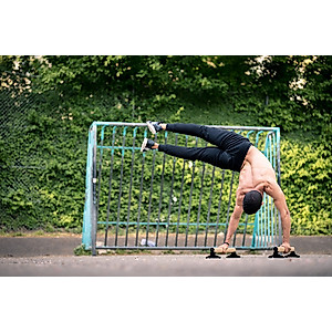 PULLUP & DIP Wooden Parallettes, Low or Medium Gymnastic Bars Handstand Bars With Ergonomical Wooden Handle, Parallette Bars For Calisthenics (LOW (height 4 in))