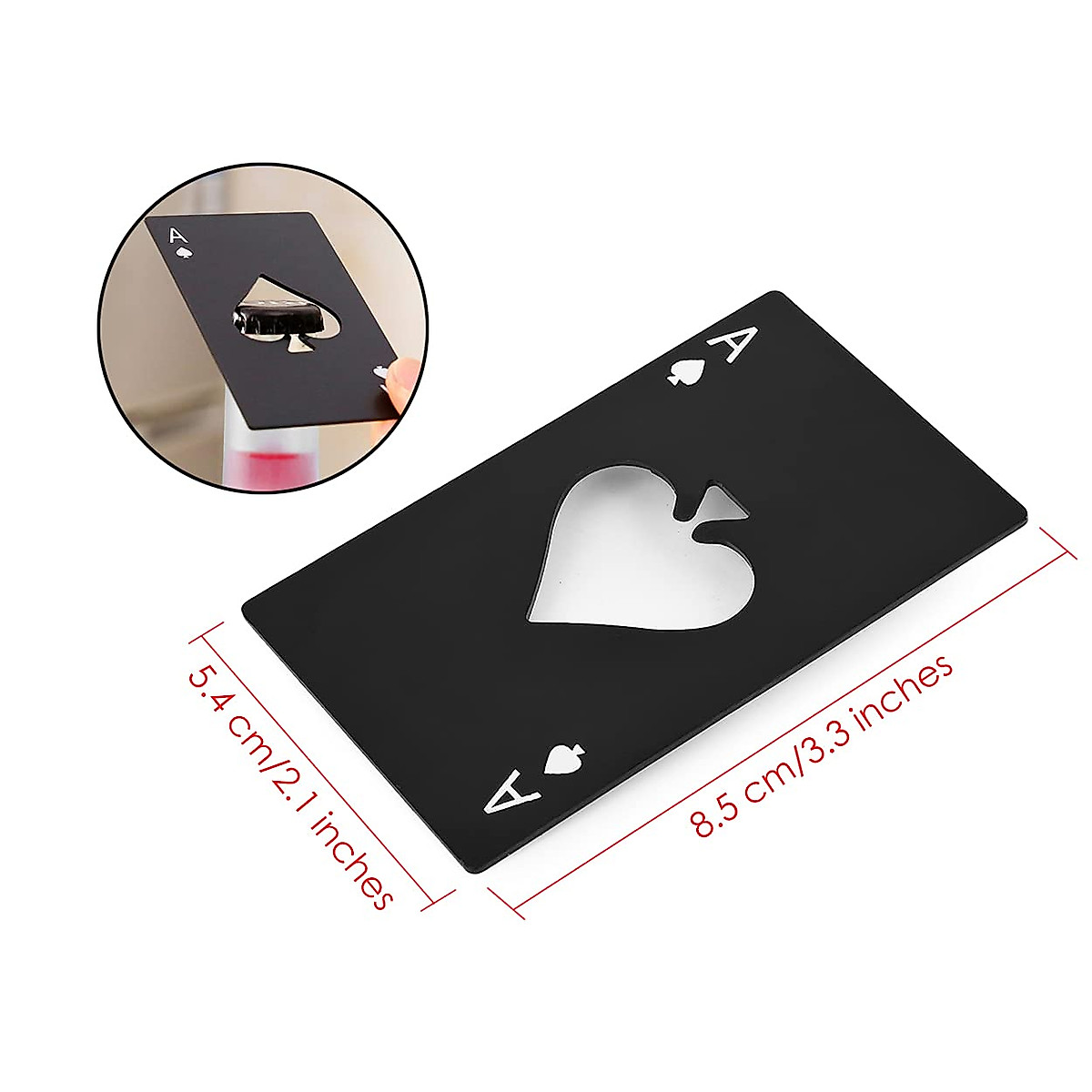 DS. DISTINCTIVE STYLE Bottle Opener Ring and Ace Poker Shaped Cap Opener Lightweight Stainless Steel Credit Card Size Beer Soda Bottle Opener - Black - Bar World Cup Party Supplies