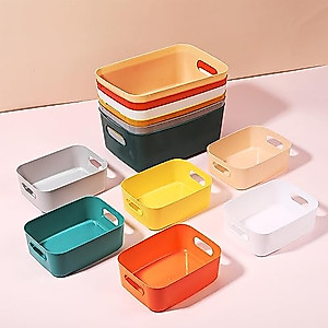 Uiifan 18 Pcs Plastic Storage Bins Small Storage Basket Pantry Baskets Containers Bathroom Baskets for Organizing Organizer with Handles for Kitchen Cupboard Box