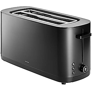 ZWILLING Enfinigy Cool Touch 2 Long Slot Toaster, 4 Slices with Extra Wide 1.5" Slots for Bagels, 7 Toast Settings, Even Toasting, Reheat, Cancel, Defrost, Black