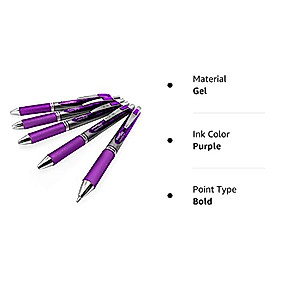 Energel BL80 Retractable Liquid Gel Ink Rollerball Pen - 1.0mm - Violet - Pack of 5
