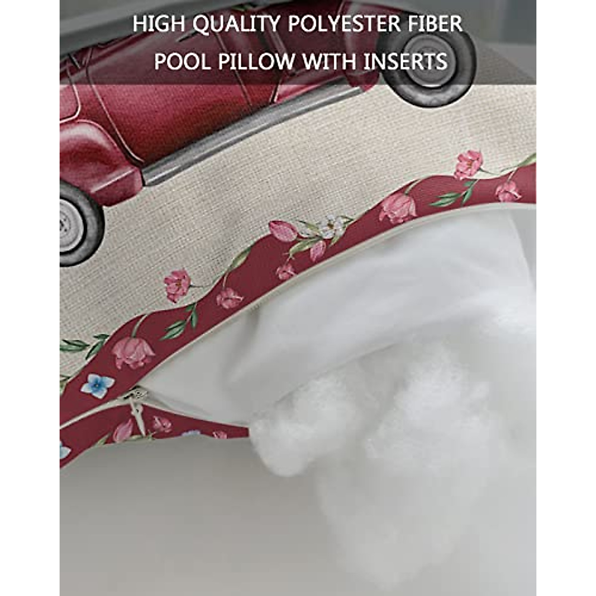 Recliner Head Pillow Ledge Loungers Chair Pillows with Insert Loads of Love Truck Tulip Flower Floral Lumbar Pillow with Adjustable Strap Outdoor Waterproof Patio Pillows for Beach Pool, 2 PCS