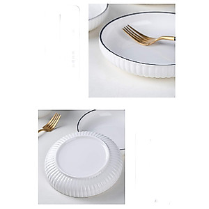 GRFIT Dishes Plates White Dinner Plate Rimmed with Black Line, 7 Inch Round Plate Set, Porcelain Plate Suitable for Pasta, Dessert, Salad Home dining plate