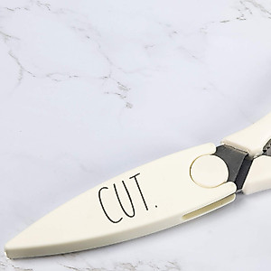 Rae Dunn Kitchen Scissors- Stainless Steel Kitchen Shears, Cooking Scissors for Cutting Meat, Chicken, Herbs and Produce with Blade Cover and Soft Grip Handles(White)