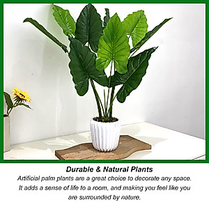 25" Fake Plant in White Pot - Fake Plant Indoor House Plant Artificial Palm Plant in Geometrically Designed for Home, Bedroom, Garden, Office Large Faux Plant for House Decor