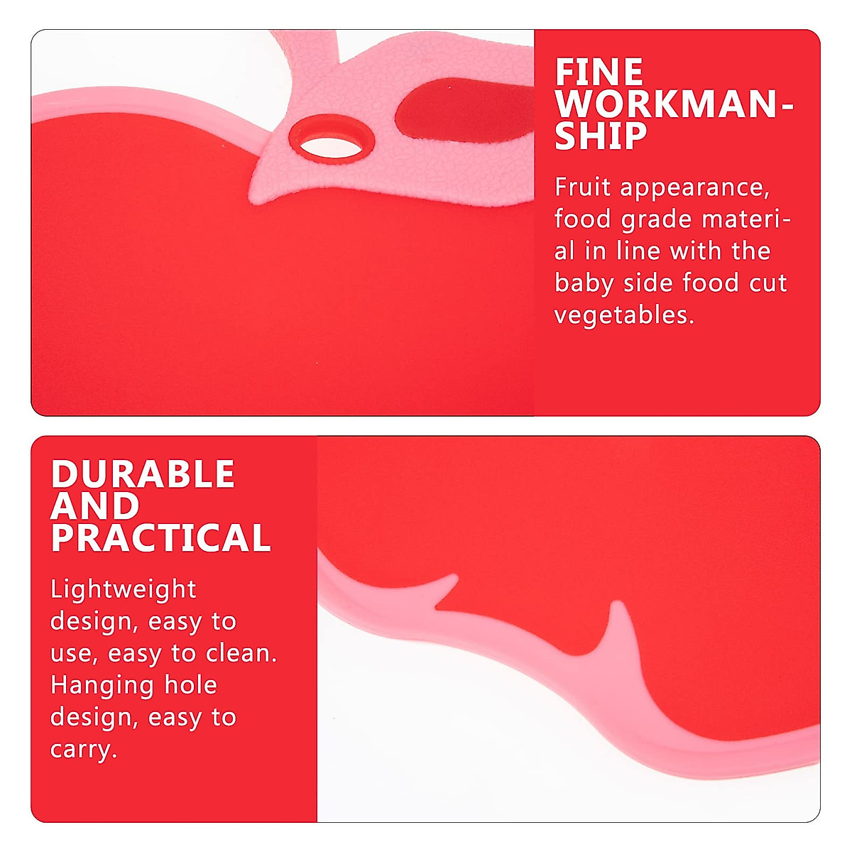 SHERCHPRY Red Apple Serving Board, Fruit- shaped Cutting Board with Easy Grip Handle, Plastic Kitchen Chopping Board