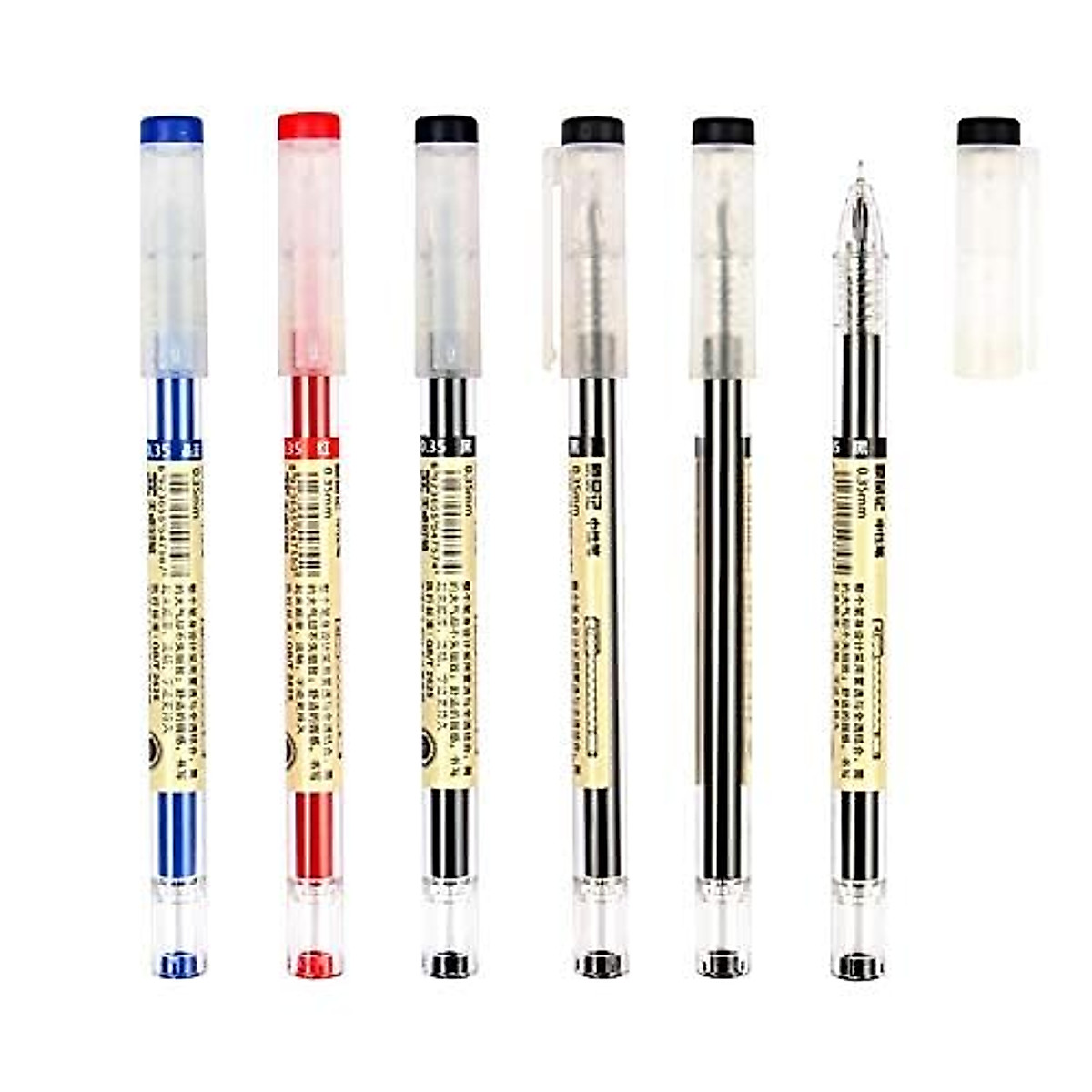 Gel Ink Pen Extra fine point pens Ballpoint pen Liquid Ink Rollerball Pens 0.35mm Premium Quick Drying Pen for Japanese Office School Stationery Supply 12 Packs (4 Black 4 Blue 4 Red)