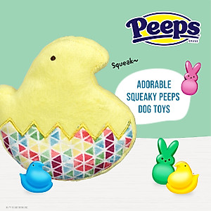 Peeps for Pets Chick 5 Inch Flattie Plush Dog Toy, Yellow | Small Yellow Stuffingless Dog Toys for All Pets | Soft Fabric Flat Dog Toy from Peeps | Chew Toys for Dogs