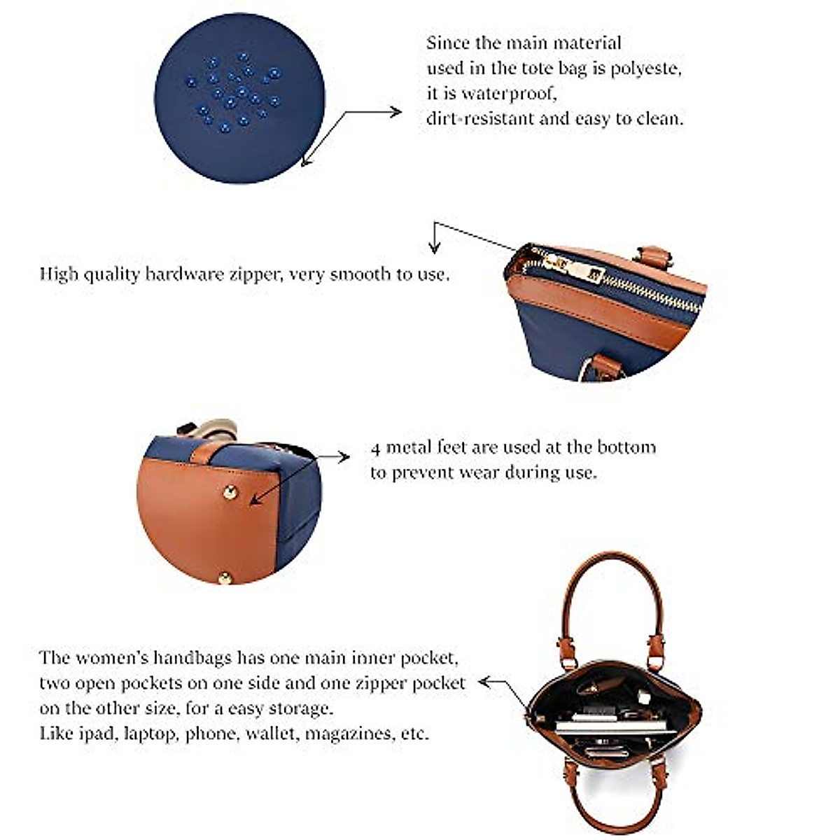 TMFAN Women Satchel Handbags Top Handle Work Bag Shoulder Purse and Wallet Set, Black