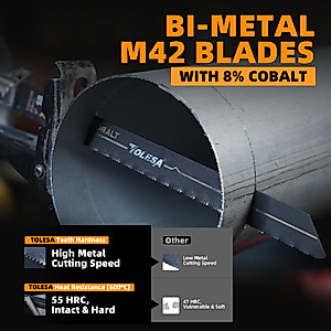 TOLESA 9 Inch Sawzall Blades Metal 10 Pack, 18 TPI Bi-Metal Reciprocating Saw Blades for Metal Pipes, Metal Profiles, Medium & Thin Sheet Metal Cutting