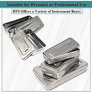 Stainless Steel Instrument Box with Lid Tray Organizer For Storage and Sterilization Surgical Lab Instrument Supplies Cleaning Tools - 7Lx3Wx1.25H