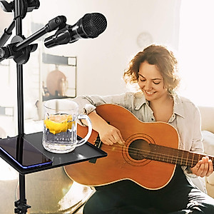 Clamp-On Rack Tray Holder,Microphone Stand Shelf, 7.9x8.6inch Music Stand for Music Sheet, Accessory Standard Speaker Stand