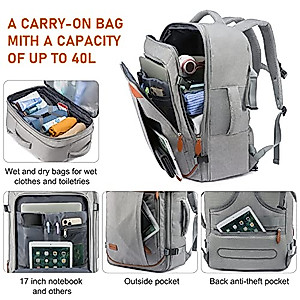 LOVEVOOK Carry on Backpack, 45L Large Travel Backpack for Women Men Airline Approved, Expandable Large Suitcase Backpacks With 4 Packing Cubes, Aer Travel Pack 3, Water Resistant Weekender Bag