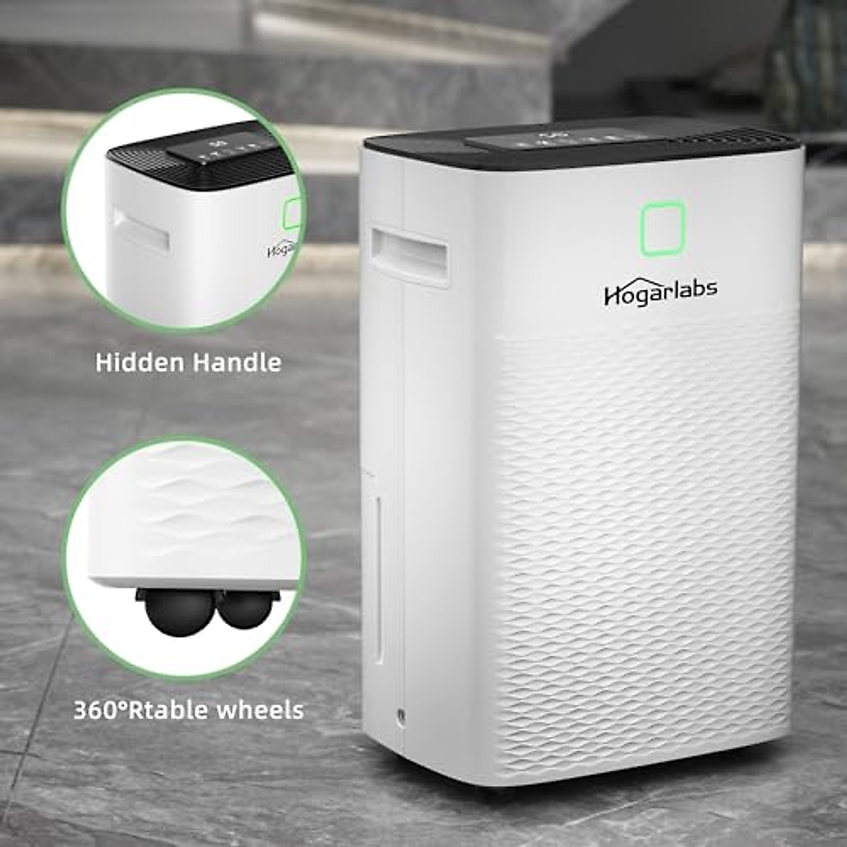 HOGARLABS 50 Pint Dehumidifiers for Home Basements, with 3 Working Modes, Overflow Protection, and Auto Shut off Restart. Ultra Silent Dehumidifier with Drain Hose, Intelligent Humidity Control