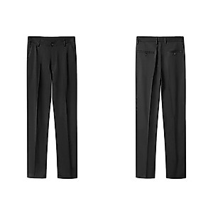 Men's Slim Fit Stretch Pant Classic Solid Color Casual Suit Pant Lightweight Business Comfort Trousers (Black,36)