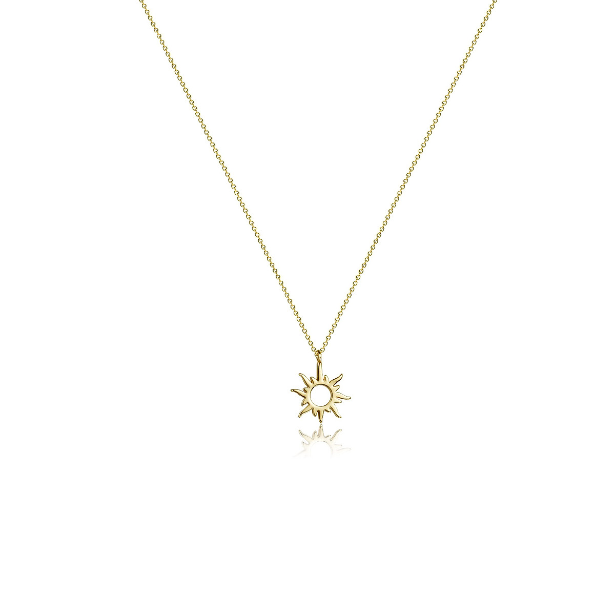 Kyerlyn Simple Sun Necklace Cute Tiny 14k Gold Plated Choker Necklaces Hollow Necklace for Women Dainty Gold Necklaces Minimalist Trendy Jewelry Gifts for Girls
