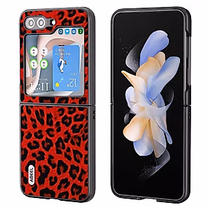 Phone Case Case Compatible with Samsung Galaxy Z Flip 3 5G,Leopard Spots Slim Thin Hard PC Shock Absorption Full Protective Rugged Cove for Galaxy Z Flip 3 5G Phone Cover (Color : Vermelho)