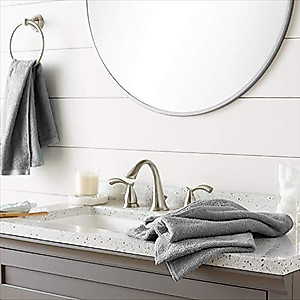 Amazon Basics Cotton Hand Towel, 12-Pack, Gray, 16" x 26"