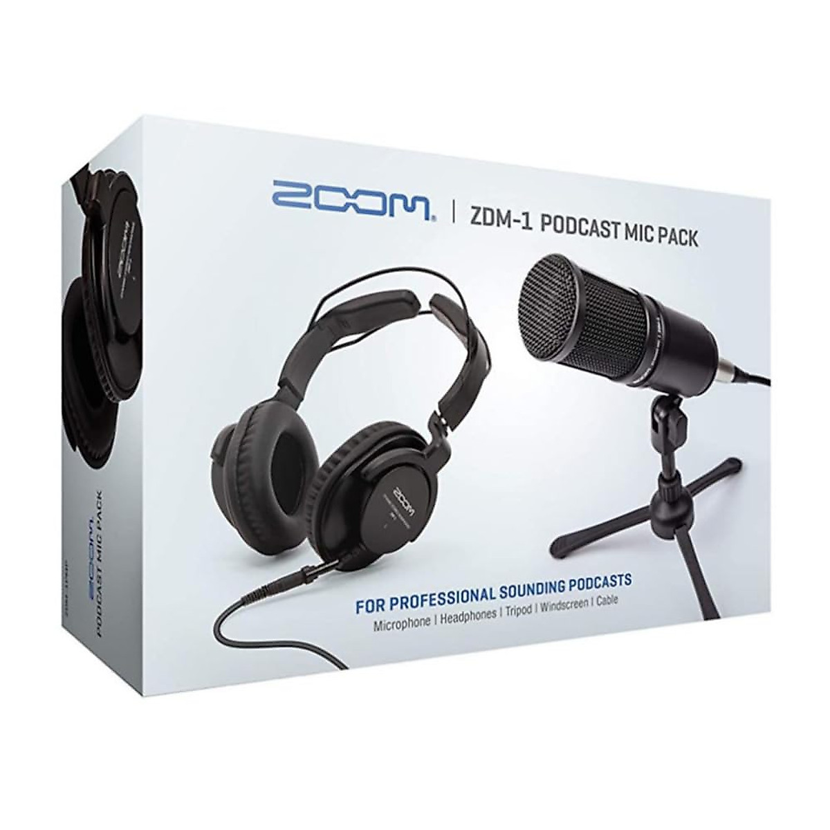 Zoom ZDM-1 Podcast Microphone Pack with Headphones and Mic Cables Bundle with Boom Arm Microphone Stand (2 Items)