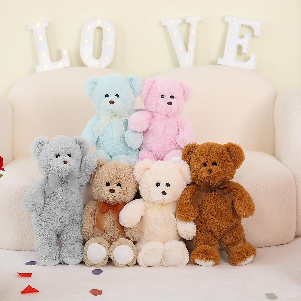 MaoGoLan Teddy Bear Stuffed Animal, 2 Pack Brown and White Bear Plush for Baby Shower, Soft Teddy for Boys Girls, 18 Inch Bear Plushies Toy for Birthday Gift