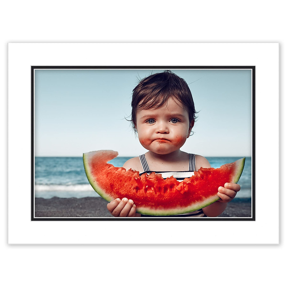 12x16 White on Black Double Mat for 11x14 Photo - Picture Matboard for Frames Measuring 12 x 16 Inches - Bevel Cut Matte to Display Art Measuring 11 x 14 Inches - Acid Free ONE MAT