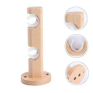 Cabilock 1pc Wooden Pole Holder Wood Curtain Rod Curtain Holders for Drapes Curtain Rod Rack Wooden Rod Support Curtain Rod End Beech Shower Curtain Holder Wooden Rod Bracket
