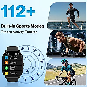 Aptkdoe Smart Watch, Fitness Tracker with Dail Calls Speaker, 1.85" TFT-Touch Screen IP68 Waterproof Smartwatch, 112 Sport Modes Activity Tracker with Heart Rate Monitor, Pedometer Watch for Women Men