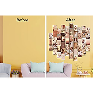 KOLL DECOR Beige Wall Collage kit Boho - 50 Set 4''x6'' Prints Aesthetic Wall Collage Kit Beige Room Decoration Tezza Collage Kit Wall Decor for Teen Girls